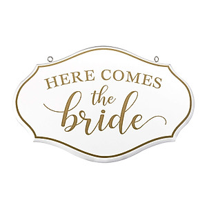 Lillian Rose Comes The Bride Flower Girl Ring Bearer Sign, 11"x7", White