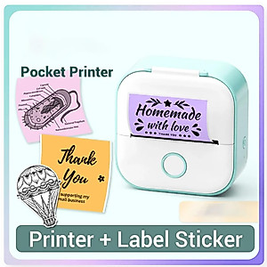 moinfle Printpod Thermal - Portable Print Pod Sticker Printer Machine, Thermal Bluetooth Mini Inkless Printer with 1 Rolls Paper Mini Printer Sticker Maker for iPhone, Journal, Notes, Kids(Yellow)
