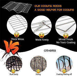 TeamFar Cooling Rack, 3 Tier 15’’ × 10’’ Oven/Dishwasher Safe Stainless Steel Baking Roasting Rack for Cookies Cake Pies Bread, Collapsible & Foldable, Healthy & Non Toxic