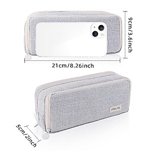 iSuperb Large Pencil Pouch 3 Compartments Pencil Case Big Capacity Pencil Bag for Kids Teen Girls Boys Student School Supplies Pen Organizer Holder Bag (Light Grey)