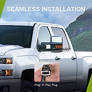 AUTOSAVER88 Towing Mirrors Compatible with Chevy GMC 2007-2013 Silverado Sierra (07 for New Body ONLY) with Turn Signal Spot Indicator Power Heated Exterior Automotive Outside Assembly Set Chrome