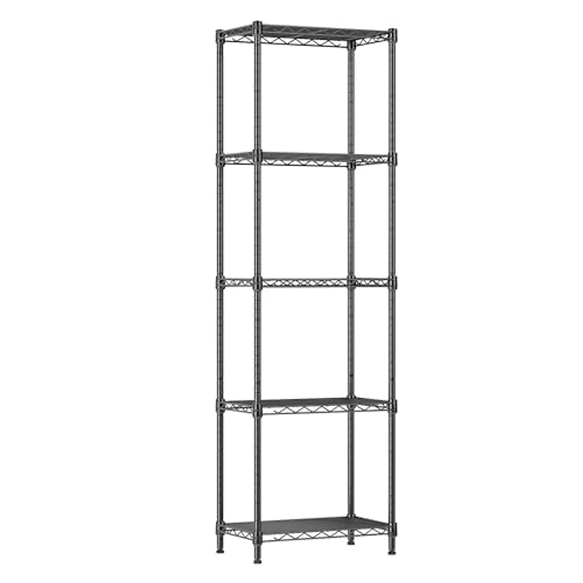 SINGAYE 5 Tier Shelf Wire Shelving Adjustable Storage Shelves Storage Rack,Standing Storage Shelf Units for Kitchen Closet Laundry Bathroom Pantry,Narrow Mesh Gaps,16”W x 10”D x 55”H,Black