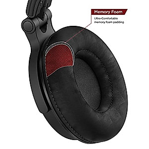 Thore Over Ear iPhone Headphones with Lightning Connector (Apple MFi Certified) – Closed Back Studio DJ Monitor Earphones (50mm Neodymium Drivers) (V200 Black/Red)