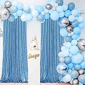 Baby Blue Sequin Photo Backdrop Wedding Party Photography Background 2ftx8ft Shimmer Ceremony Background Two Pieces