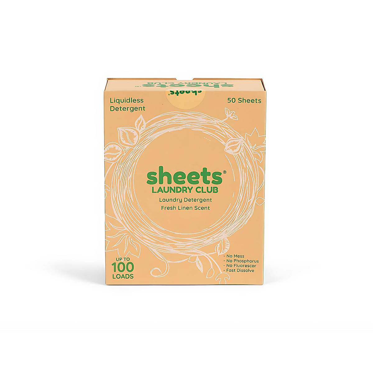 Sheets Laundry Club Laundry Detergent Sheets, 50 Pack (Up to 100 Loads) - Fresh Linen - New Liquidless Technology, Travel Essential Cleaning Supplies