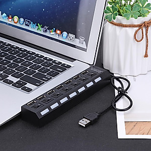 7-Port USB Hub with ON/Off Switch, Black