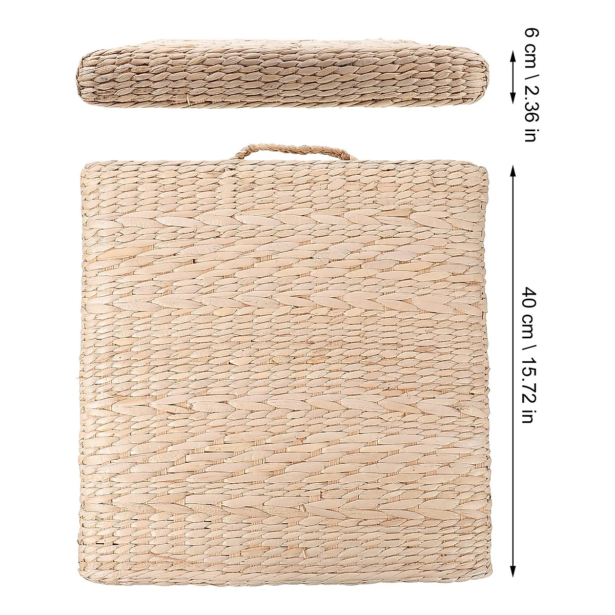 VOSAREA Home Pillow Knitted Straw Flat Cushion Natural Straw Sqaure Pouf Tatami Cushion Hand- Woven Floor Cushion Meditation Soft Yoga Mat for Dining Living Room Balcony Garden Part 40cm