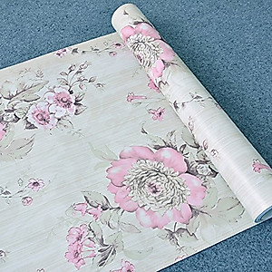 Yifely Vintage Peony Furniture Paper Peel Stick Vinyl Shelf and Drawer Liner 17.7 Inch by 9.8 Feet