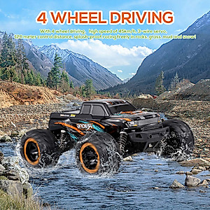 GoolRC 16889A RC Car, 1:16 Scale Remote Control Car, 4WD 45KM/H High Speed RC Truck with Brushless Motor, 2.4GHz All Terrain Off Road Rock Crawler, Electric Vehicle Toy for Adults Kids (Orange)