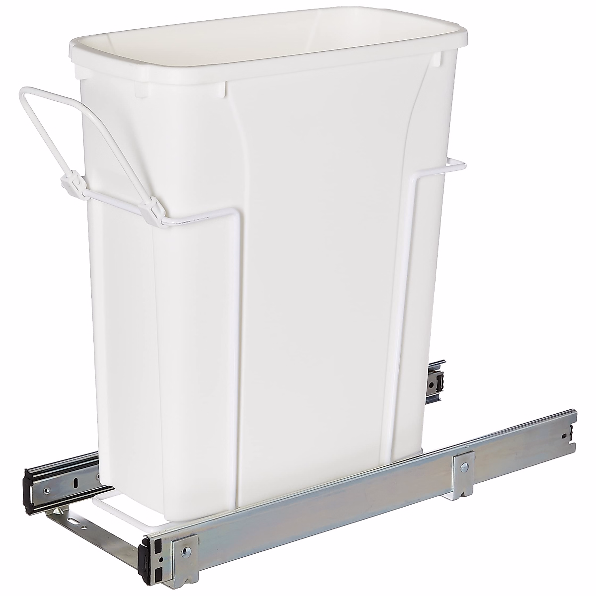 Knape & Vogt RS-PSW9-1-20-W 17 in. H x 8 in. W x D Steel in-Cabinet 20 Qt. Single White Pull Out Trash Can