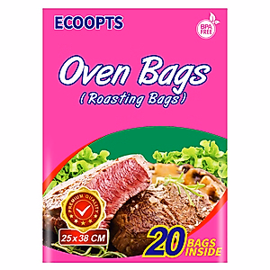 ECOOPTS Oven Bags Cooking Roasting Bags for Chicken Meat Ham Seafood Vegetable - 20 Bags (10 x 15 IN)