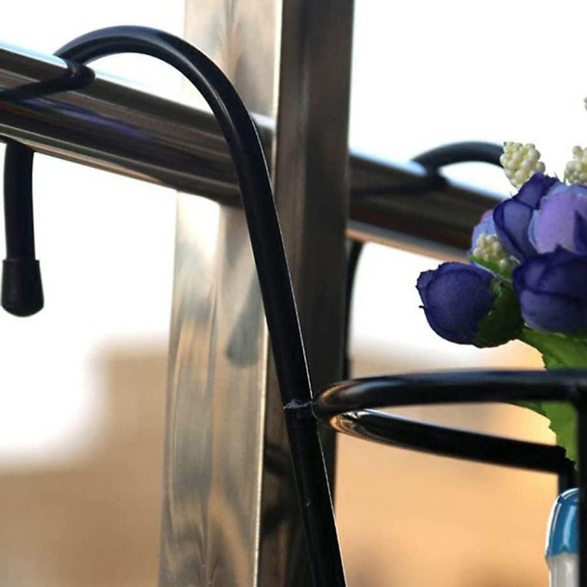 Mrisata Hanging Flower Pot Holder 8.6 Inch Mounted Balcony Hanging Railing Planters Round Iron Racks Plant Baskets Flower Pot Holders Fence Metal Potted Stand for Indoor and Outdoor