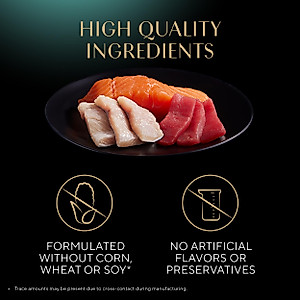 SHEBA Perfect Portions Cuts in Gravy Wet Cat Food Trays (24 Count, 48 Servings), Gourmet Salmon, Sustainable Tuna, And Delicate Whitefish & Tuna Entrée, Easy Peel Twin-Pack Trays