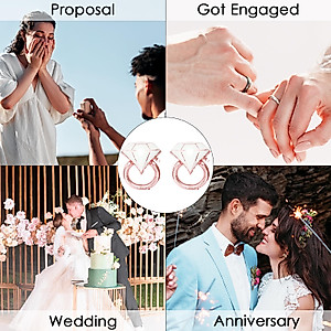 SHIDOW Diamond Ring Balloon, Large Rose Gold Diamond Rings Balloons, Bachelorette Party Ring Balloons, for Wedding, Engagement, Proposal, Bridal Shower(2 Pcs) (Style B)