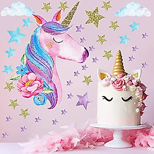 Unicorn Wall Decals Stickers for Gilrs Room,Rainbow Unicorn Room Stickers Decors for Baby Girls Room