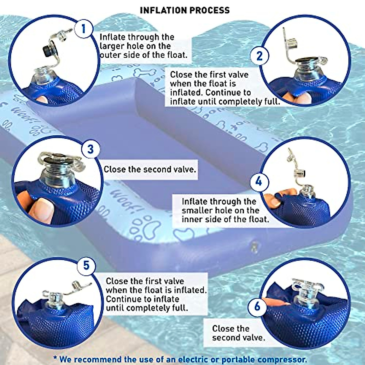 Schwimmer Dog Pool Float For Large Dogs - Dog Floats for Pool, Lake, River&Ocean - Dog Pool Floats for Small, Medium & Large Dogs - Durable & Thick Dog Float for Pets,Kids & Adults up to 220lbs - Blue