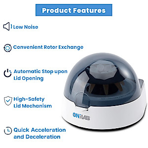 ONiLAB's Scientific Mini Centrifuge 7000RPM, 2680 x g RCF, Lab Benchtop Centrifuge with 2 Rotors for 8 x 0.2/0.5/1.5/2.0ml and 0.2mL×32 PCR Strips, Low Noise≤45dB, 100-240V