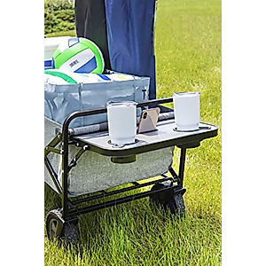 Mac Sports Collapsible Folding Outdoor Utility Wagon (Wagon with Side Table (Utility, Light Grey)
