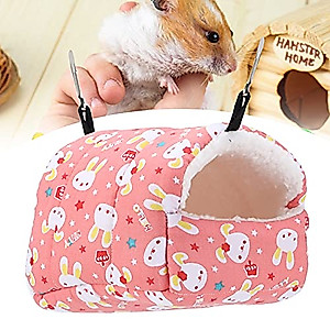 nwejron Small Pet Hanging Hammock, Hamster Winter Warm Bed Comfortable with Fixed Accessories for Hedgehogs for Guinea Pigs for Hamsters for Gerbils for Parrots(8 * 8, Cartoon Fan)