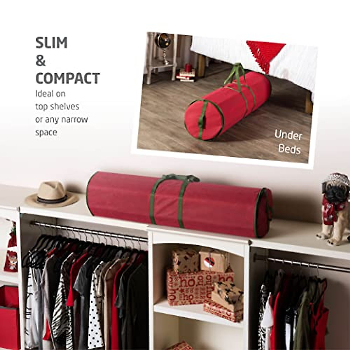 ZOBER Wrapping Paper Storage Containers - 40 Inch Gift Wrapping Organizer Storage - Fits 20 Standard Rolls of Wrapping Paper - Breathable Fabric, Waterproof