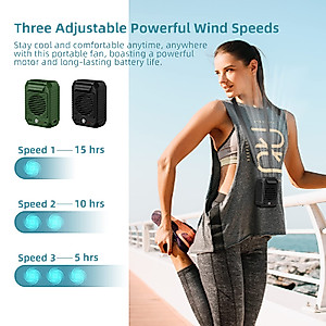 CIVPOWER Portable Waist Clip Fan, 10000mAh Battery Personal Hands-free Belt Fan, 3 Speeds, Body Fan for Outdoor Works, Farm, Hiking, Camping, Gardening, Travel