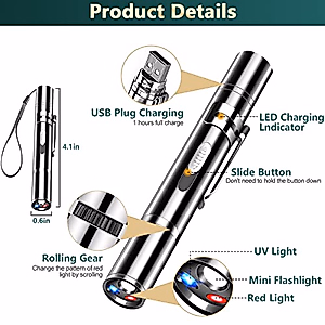 Danigh-buy Cat Pointer Toy,Dog Laser Pointer,7 Adjustable Patterns Laser,Long Range 3 Modes Training Chaser Interactive Toy,USB Recharge