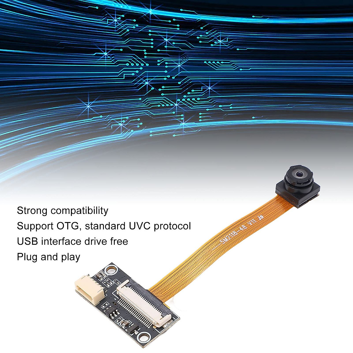Camera Module, 5MP USB Interface Free Driver Automatic Focusing Performance Stable Video Network Camera Board Black
