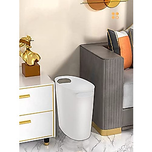 Feiupe Small Wastebasket, 2.6 Gallon Small Trash Can Bathroom Wastebasket Garbage Can for Kitchen Office Bathroom Bedroom (Pack of 2, White+Gray)
