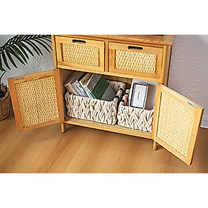 JLKIMZVO Storage Basket with Handl, Laundry Hamper, Toy Bin, for Toys Blankets Pillows Storage in Living Room Baby Nursery (Medium and Small)