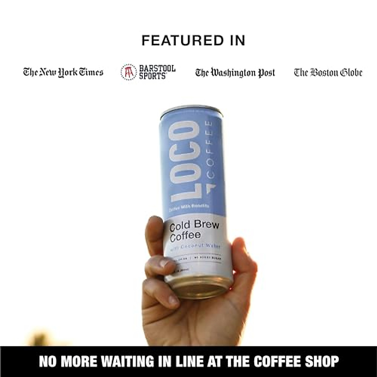 Loco Coffee Black Cold Brew Coffee [With Coconut Water] 11 Ounce Can, 12 Count | Medium Roast, 180mg Caffeine | Gluten Free and Dairy Free | Low Sugar, Low Calorie Iced Coffee