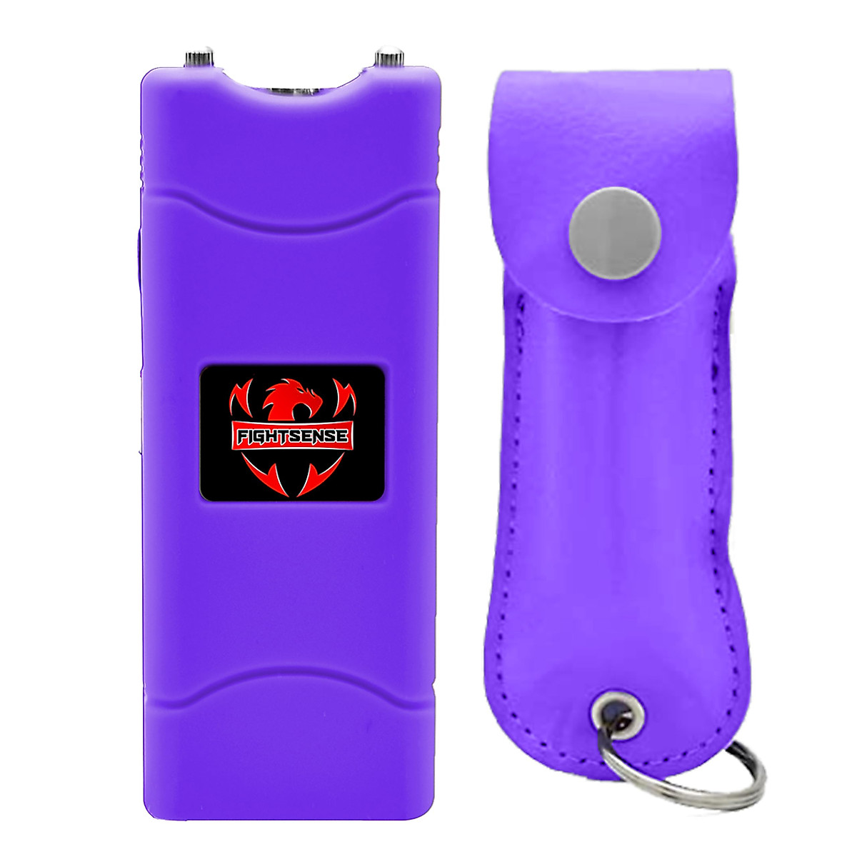 FIGHTSENSE Mini Stun Gun Keychain & Pepper Spray Combo Pack for Self Defense Kit (Purple)
