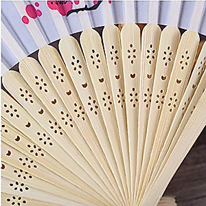 Delicate Cherry Blossom Design Folding Fan Favors Silk Folding Hand Fan Wedding Favors Gifts Favors Gifts Fan Girls Ladies Church Wedding Gift Party Favors DIY Decoration Music Festival Party Parade