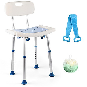 Icedeer 2 in 1 Shower Chair Seat with Removable Back, Shower Chair for Inside Shower and Bathtub, Adjustable Shower Stool for Elderly, Handicap, Pregnant, Disabled—Tool-Free Assembly(350 lb Capacity)