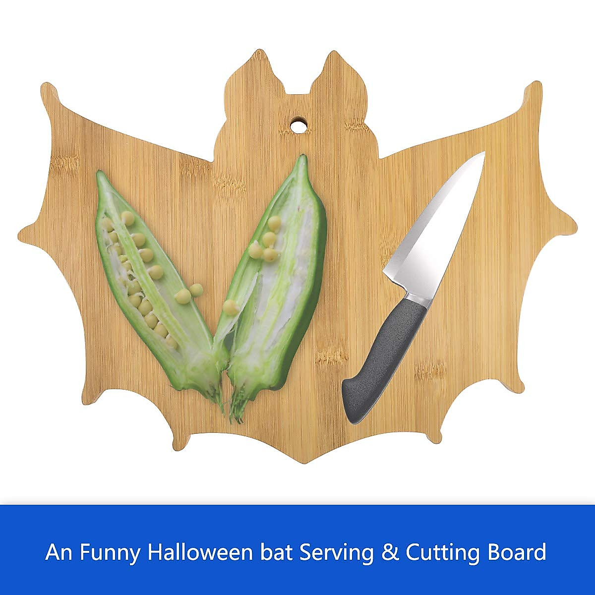 Vencer The Nightmare Before X-MAS Bat Bamboo Serving & Cutting Board,Hallowmas Gift and Home Decoration,15x11 Inch,VFO-085