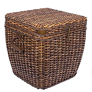 BIRDROCK HOME Rattan Peel Storage Cube with Removable Lid - Spacious Woven Organizer for Shelves - Natural Brown Decorative Cubby for Shoes, Books, Home Decor, and Office - Stylish 16.5 Inch Square