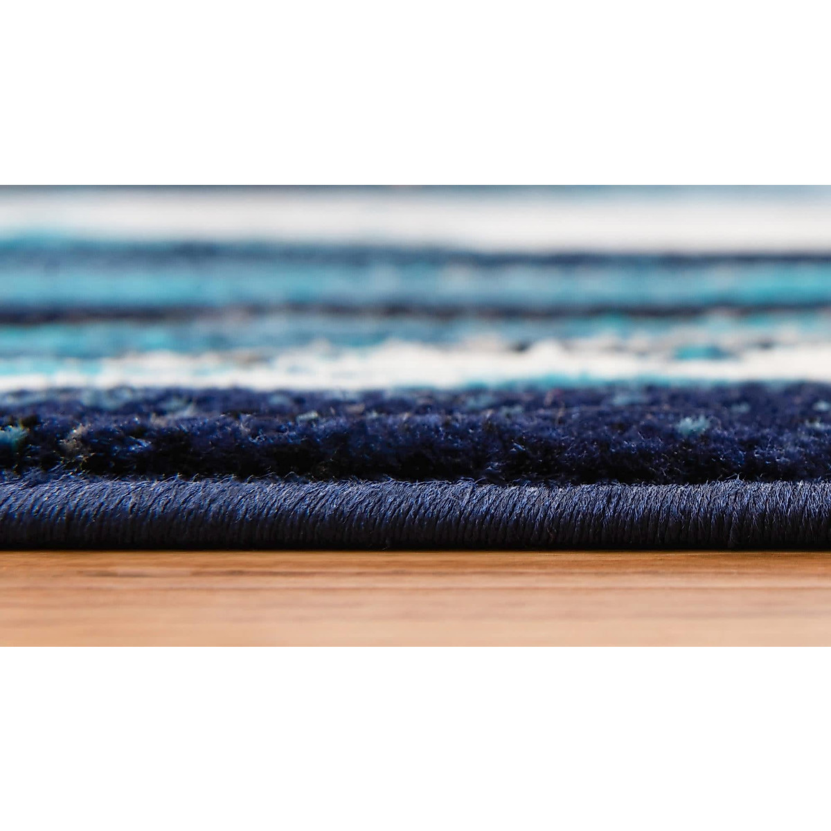 Unique Loom Metro Collection Abstract Water Modern Waves Seascape, Coastal, Nautical Area Rug, 4' 1" x 6' 1" Rectangle, Navy Blue/Ivory