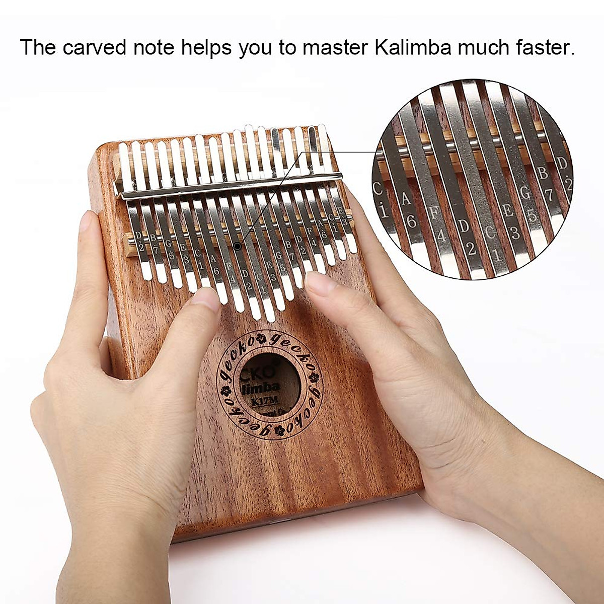 TONGYONG Gecko Kalimba Thumb Piano 17 Keys, Mahogany Wood Portable Mbira Sanza Finger Piano Mini, with Tune Hammer and Songbook, Musical Inruments for Kids Adult Beginners