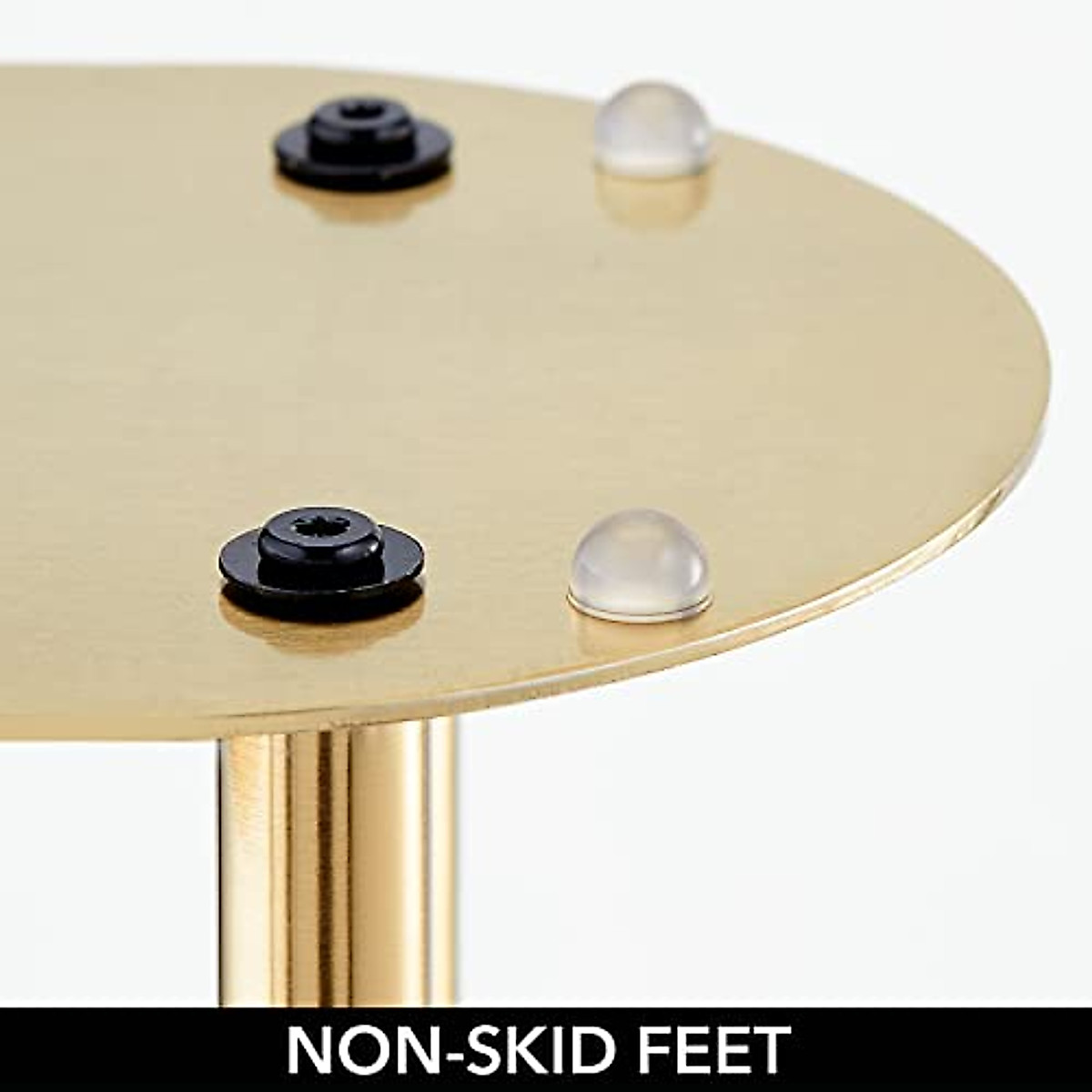 mDesign Tall Stainless Freestanding Towel Rack Holder - 2 Tier Minimalist Pedestal Hanger Holders for Kitchen and Bathroom - Racks for Bath, Hand, Dish, and Tea Towels or Washcloths - Soft Brass