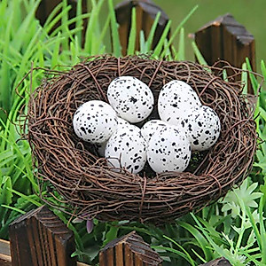 MAGICLULU 1 Set Artificial Birds Nest Handmade Easter Rattan Nest with Easter Eggs Country Style Simulation Twig Bird Nest