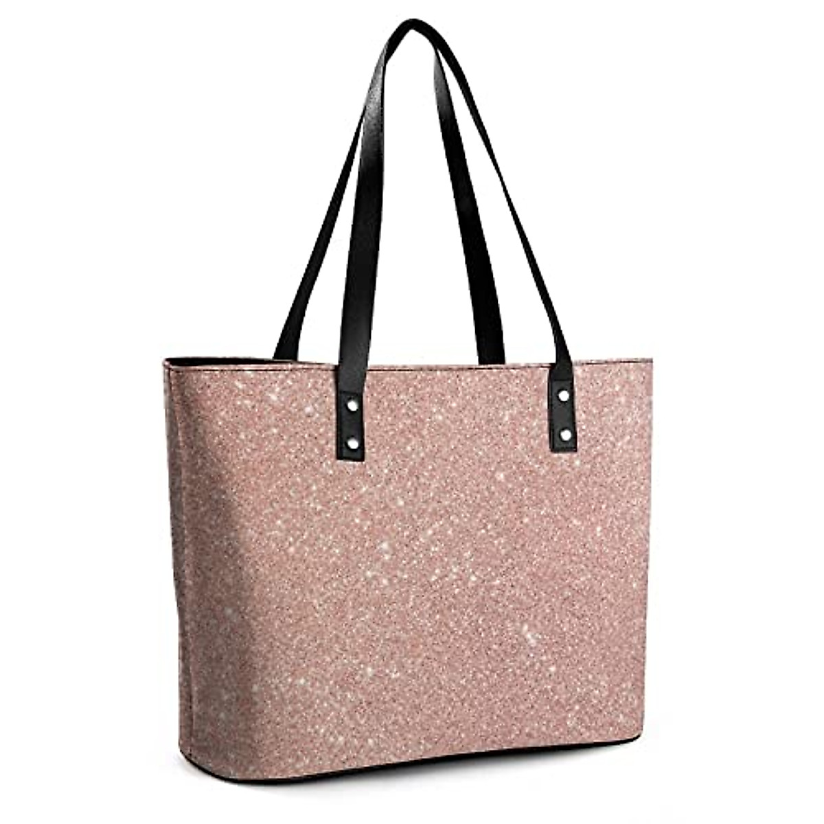 Womens Handbag Rose Gold Glitter Leather Tote Bag Top Handle Satchel Bags For Lady