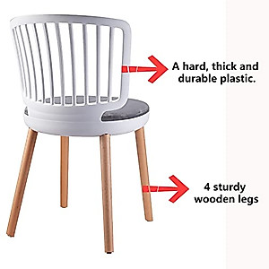 STARWAY Mid Century Modern Dining Chairs Set of 2, Retro Faux Velvet Accent Chair with Solid Wood Legs, Armless Side Chair Leisure Chair for Kitchen, Dining Room & Living Room (Gray)