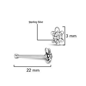 AeraVida 22G A Pair of Adorable Turtles Sterling Silver Nose Ring | Classic Sterling Silver Stud Nose Ring for women | Animal Stud Nose Ring | Chic Stud Nose Ring