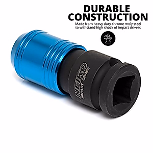 NEIKO 30285A Impact Wrench Adapter, 3/8" Drive Female to 1/4" Hex Converter, Quick Release, Quick Change Chuck, Square to Hex Bit Adapter, Impact Drill Adapter, Cr-Mo Steel Ratchet Wrenches Drivers
