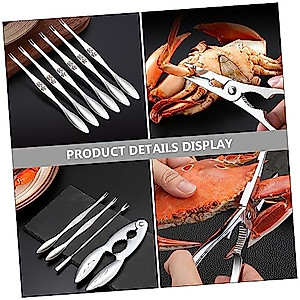 DOITOOL 3pcs Crab Eating Tool Household Tool Set Stainless Steel Forks Oyster Crackers Crab Crackers Nut Crackers Seafood Opener Tools Crab Leg Clamp Efficient Crab Tong Crab Leg Crackers