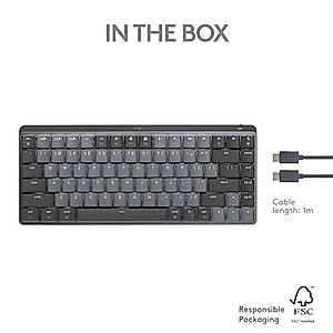 Logitech MX Mechanical Mini for Mac Wireless Illuminated Keyboard, Low-Profile Performance Switches, Tactile Quiet Keys, Backlit, Bluetooth, USB-C, Apple, iPad - Space Grey