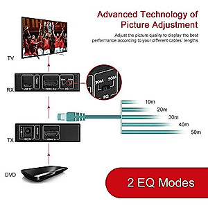 AV Access HDMI Extender Over Cat5e/6a/7 up to 1080P@60Hz 164ft/50m with IR Remote Control, FHD HDMI Balun, Supports PoE/PoC Function