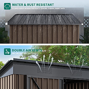 DWVO Outdoor Storage Shed 5x3FT, Heavy Duty Metal Tool Sheds Storage House with Single Lockable Door & Air Vent for Garden, Patio, Lawn to Store Bikes, Trash Bins, Tools, Lawnmowers,Brown