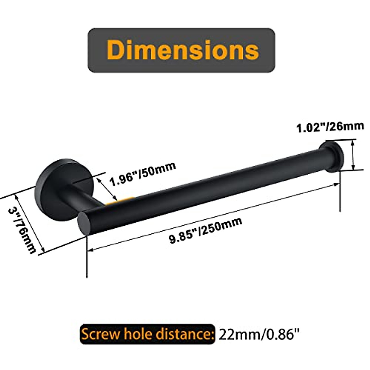 Hand Towel Holder for Bathroom, Matte Black Hand Towel Bar, SUS304 Stainless Steel Hand Towel Hanger, Wall Mounted Small Hand Towel Ring, 9 Inch Round Heavy Duty Towel Rack for Bathroom, Kitchen