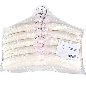 LOHAS Home 15.2inches Luxurious Satin Padded Blouse Hangers for Dresses, Bridal, Lingerie, Woolen Items etc, Pack of 10 in Cream White