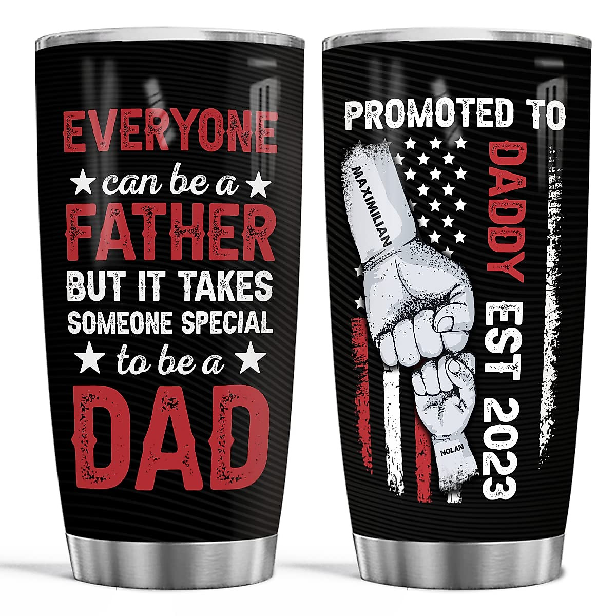 wowcugi Personalized New Dad Gifts For Promoted To Father Tumbler Coffee Travel Mug Expecting Gifts For Men Birthday Husband Cup Gift